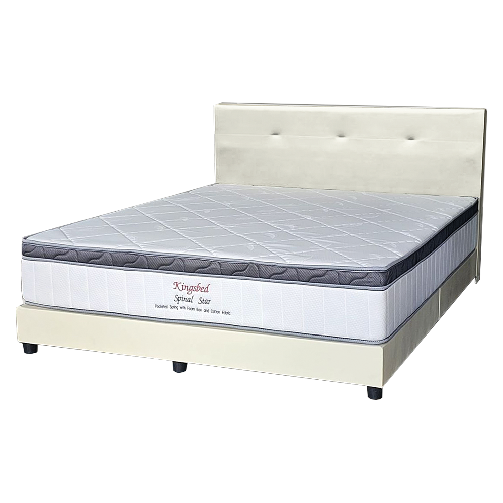 Kingsbed Spinal Star Euro Top Pocketed Spring Mattress + Bedframe Pack ...